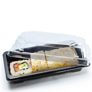 Small Black Sushi Container and Clear Lid